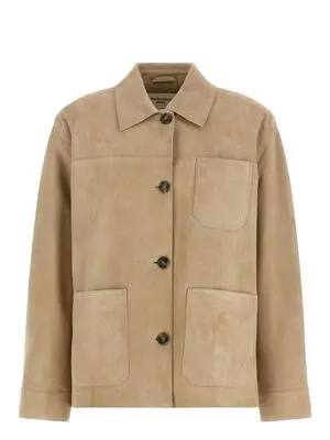 Max Mara Ghiera Suede Leather Shirt Jacket - Cream