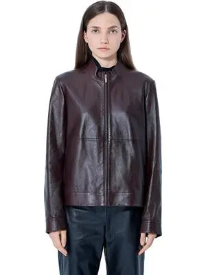 Max Mara High-collar Leather Jacket - Multicolor