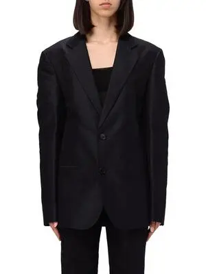 Gucci Cropped Silk Blazer With Peak Lapels And Padded Shoulders - Black