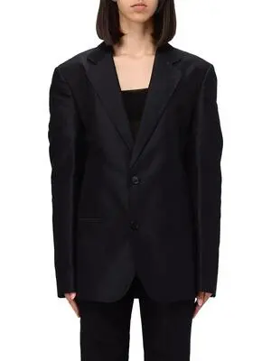 Gucci Cropped Silk Blazer With Peak Lapels And Padded Shoulders - Black
