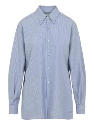 MAISON MARGIELA Striped Cotton Shirt - Blue