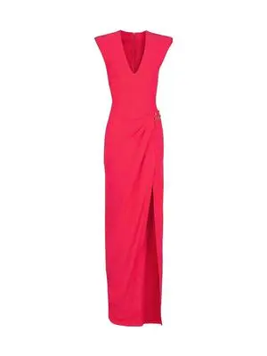 Balmain Crepe Evening Dress - Red