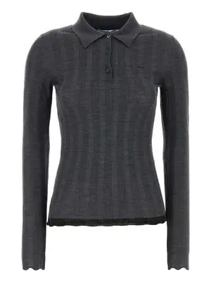 Prada PRADA Wool Blend Polo Shirt Gray