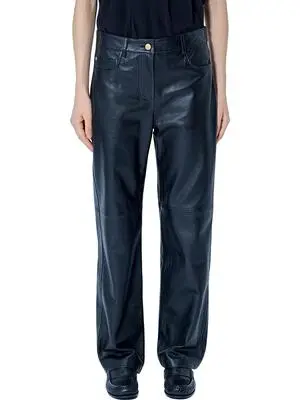 Max Mara Leather Straight-leg Trousers - Black