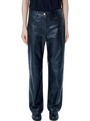 Max Mara Leather Straight-leg Trousers - Black