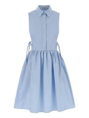 Miu Miu Cotton Poplin Shirt Dress - Blue