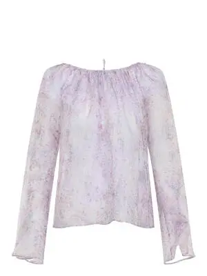 Alberta Ferretti Printed Organza Silk Blouse - Multicolor