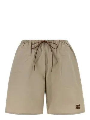 Miu Miu Sand Poplin Bermuda Shorts - Brown