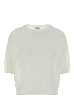Brunello Cucinelli Linen Blend Sweater - White