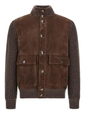 Brunello Cucinelli Brunello Cucinelli Suede Insert Hybrid Jacket Brown