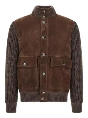 Brunello Cucinelli BRUNELLO CUCINELLI Suede Insert Hybrid Jacket Brown