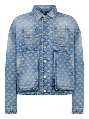 Dsquared2 Monogram Print Denim Jacket - Blue