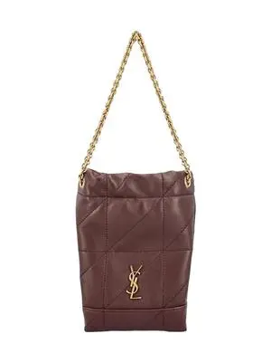 Saint Laurent Quilted Lamb Skin Shoulder Bag - Red