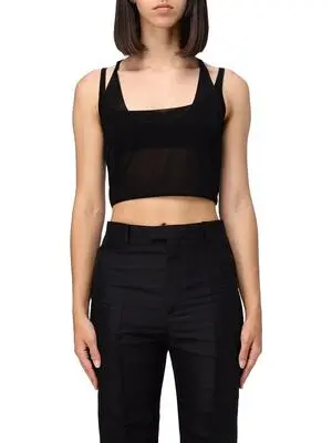 Gucci Cropped Slim Fit Technical Stretch-fabric Top With Square Neckline - Black