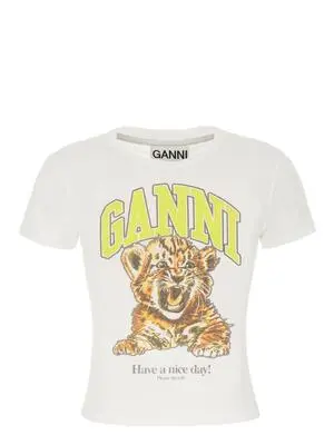 GANNI Graphic Tiger Print Short Sleeve T-shirt - Multicolor