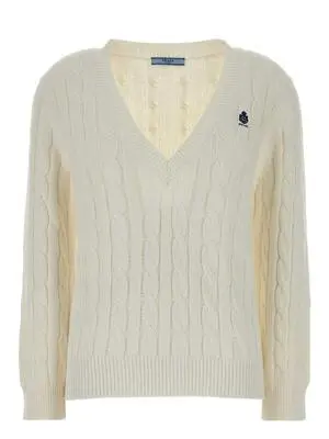 Prada Cotton V-neck Sweater - White