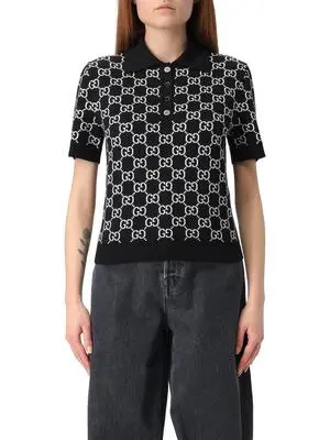 Gucci Jacquard Monogram Knit Polo Shirt - Black