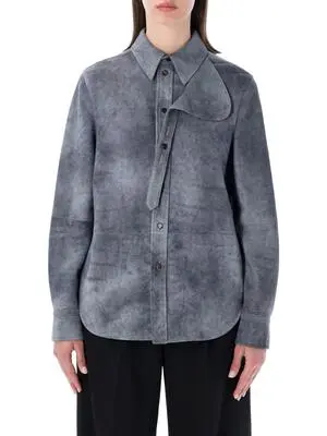 Bottega Veneta BOTTEGA VENETA Long-Sleeved Suede Lambskin Shirt Blue