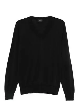 Brioni Solid V-neck Pullover Knitwear - Multicolor