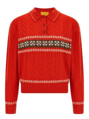 Guest In Residence Guest In Residence Women 'Cable Collegiate Polo' Sweater Red