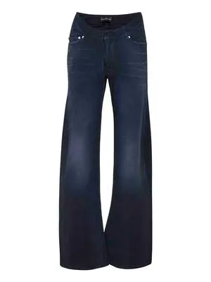 Balenciaga Blue Cotton Denim Curved Waist Jeans - Multicolor