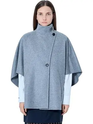 Max Mara Asymmetric Cashmere Cape - Gray