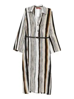 Max Mara Striped Silk Long Dress - Multicolor