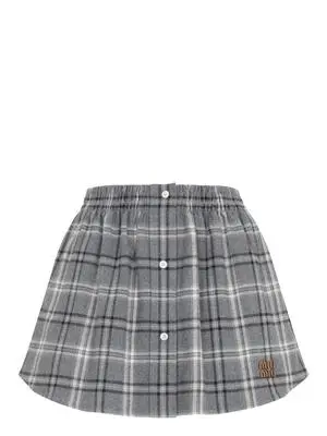 Miu Miu Cotton Midi Skirt - Gray