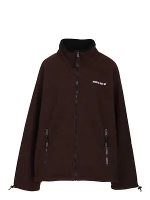 Miu Miu Zip Up Pile Jacket - Brown