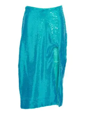GANNI GANNI Sequined Midi Skirt Blue