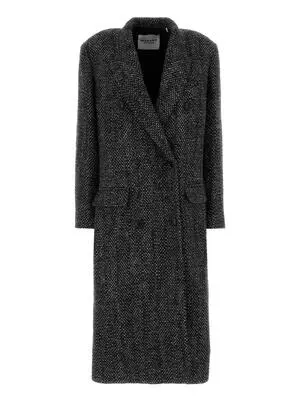 Isabel Marant Étoile Melange Charcoal Knit Pilda Coat - Gray