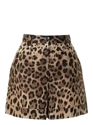 Dolce & Gabbana Leopard Print Cotton Shorts - Multicolor