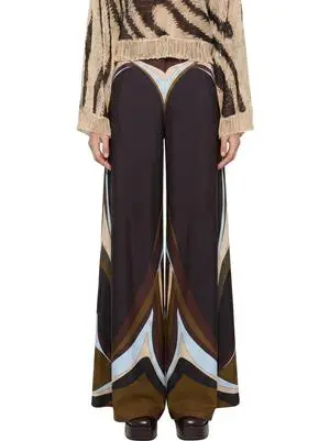 Emilio Pucci Printed Silk Pants - Brown