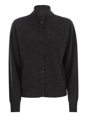 Peserico Cardigan With Buttons In Wool, Silk, And Cashmere - Gray