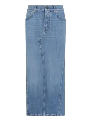 Givenchy Cotton Denim Midi Pencil Skirt - Blue
