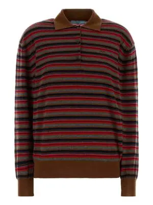 Prada Embroidered Cashmere Polo Shirt - Multicolor