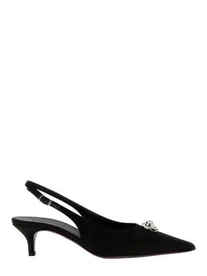 Magda Butrym Rosetta Silk Satin Slingback Pumps - Black