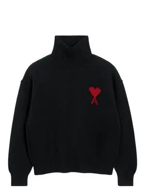 AMI Paris Merino Wool Turtleneck Jumper - Black