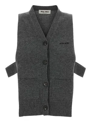 Miu Miu Cashmere Cardigan Vest - Gray