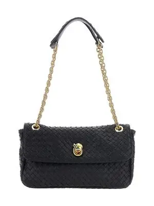 Bottega Veneta Bottega Veneta Women 'Madison' Black Crossbody Bag With Knot Closure On The Front And Intreccio  Motif In Leather For Women Multicolor