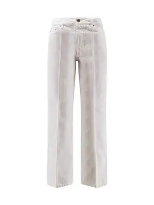 TOTEME White Denim Trousers With Flared Bottom - Multicolor