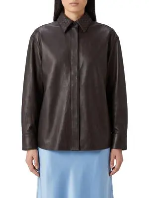 Bottega Veneta Relaxed-fit Smooth Lambskin Leather Shirt - Brown