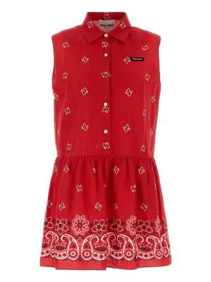 Miu Miu Printed Cotton Blend Dress - Multicolor