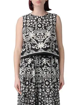 Max Mara Cotton Top With Ethnic Print - Black