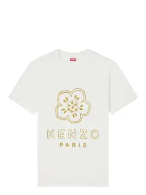 Kenzo Slim-fit Cotton T-shirt With Boke Flower Embroidery - White