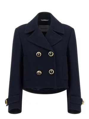 Balenciaga Short Structured Wool Caban - Blue