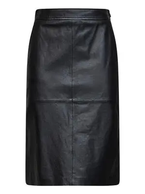 Max Mara Black Hammered Nappa Leather Msttimore Pencil Skirt - Multicolor