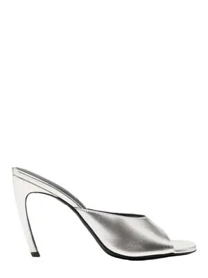Attico Metallic High Heel Open Toe Slip-on Shoes - Silver