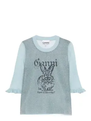 GANNI GANNI Bunny Crewneck Top Multicolor