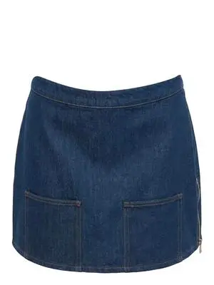 Fendi Cotton Reverse Denim Skirt - Blue
